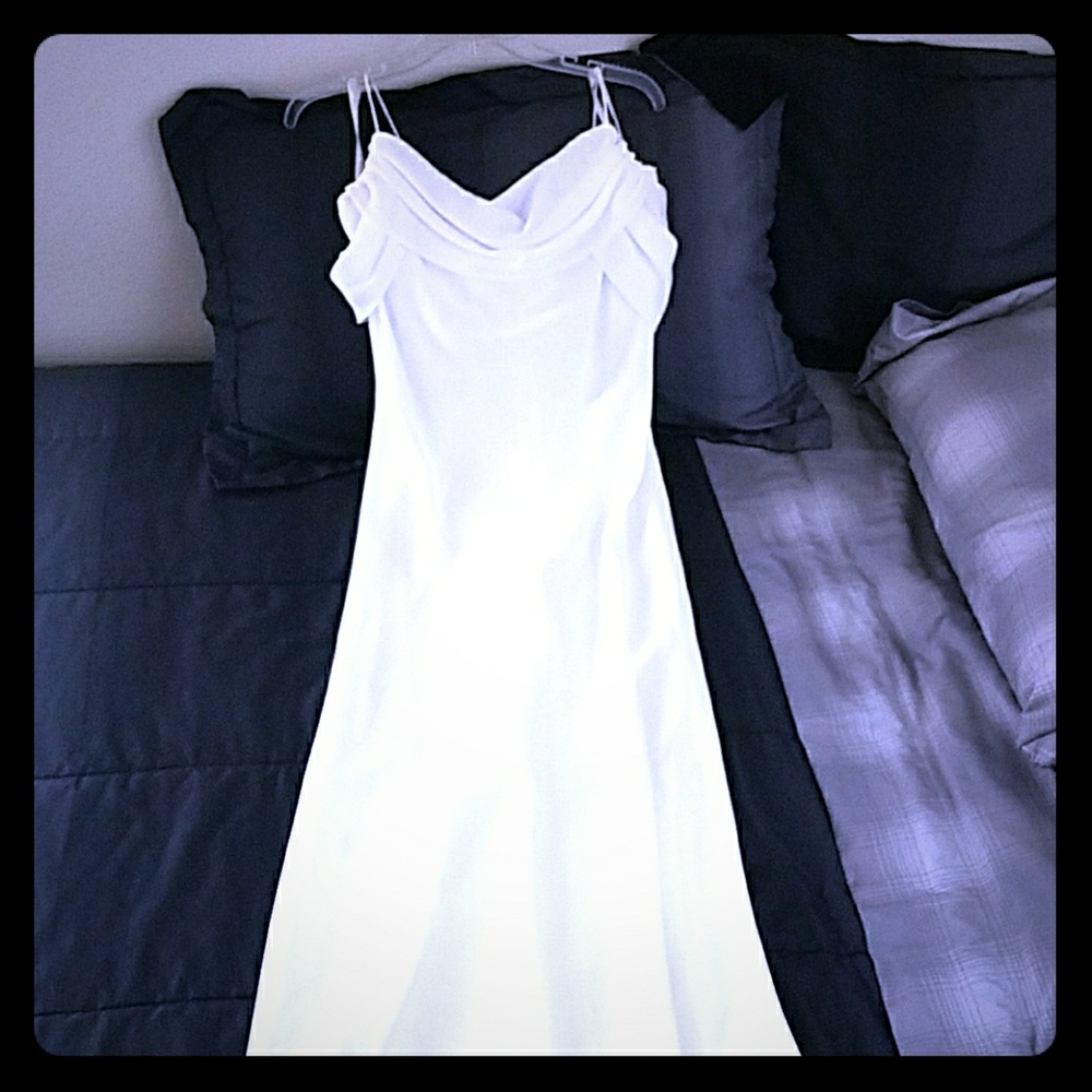 White Silk And Satin Dress - Gem